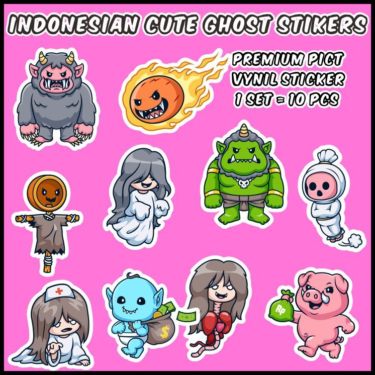 Jual [1 pack] Indonesian Cute Ghost Stickers (Stiker Hantu Indonesia ...
