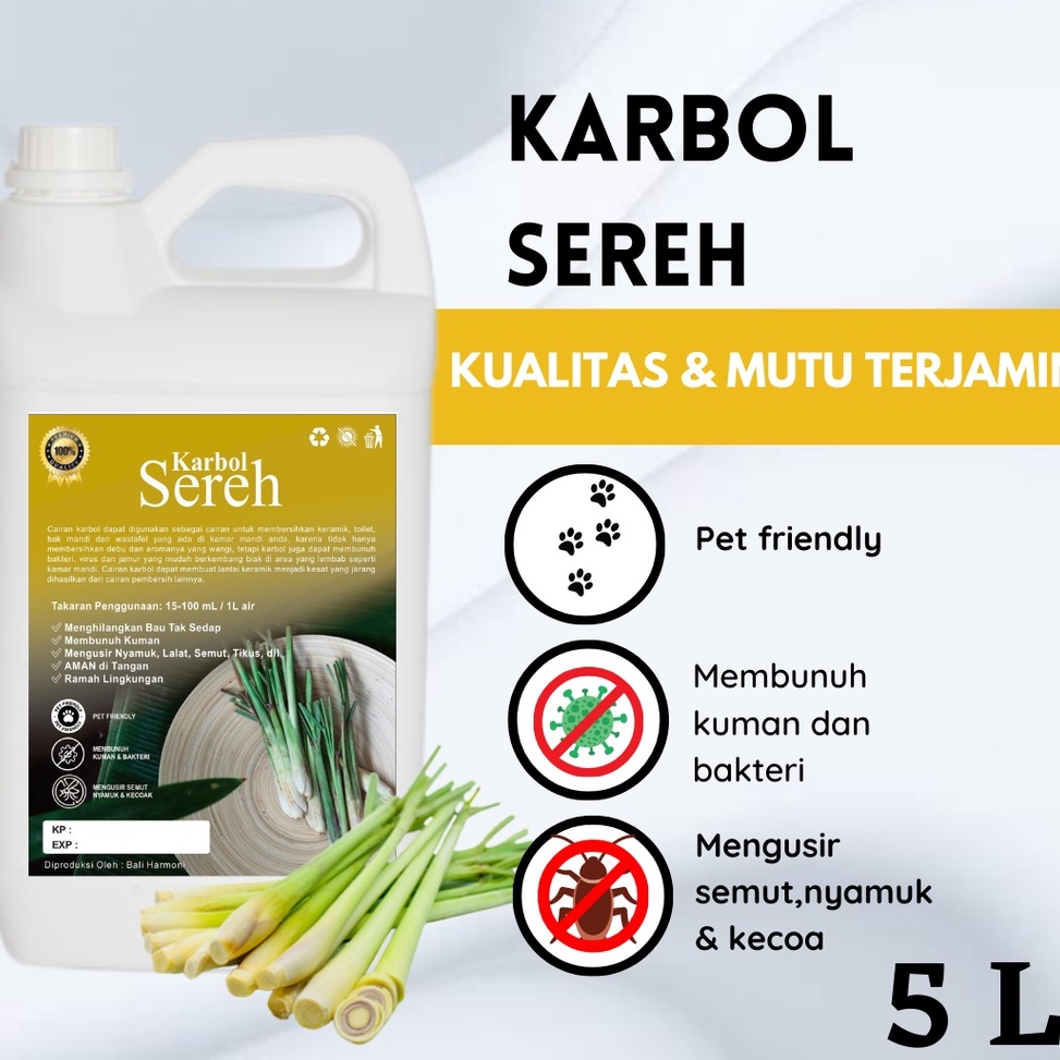 Jual KODE E14L Karbol Sereh Karbol Lemon 5 liter KHUSUS GRAB DAN GOJEK ...