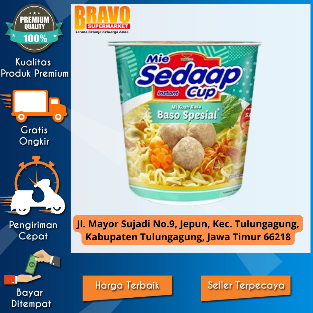 Jual Bravo Supermarket Tulungagung - Sedaap Mie Instan Cup Bakso ...