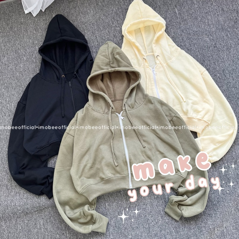 Jual MAKE YOUR DAY CROP JAKET // CROPTY JACKET ZIPPER RESLETING OUTER ...