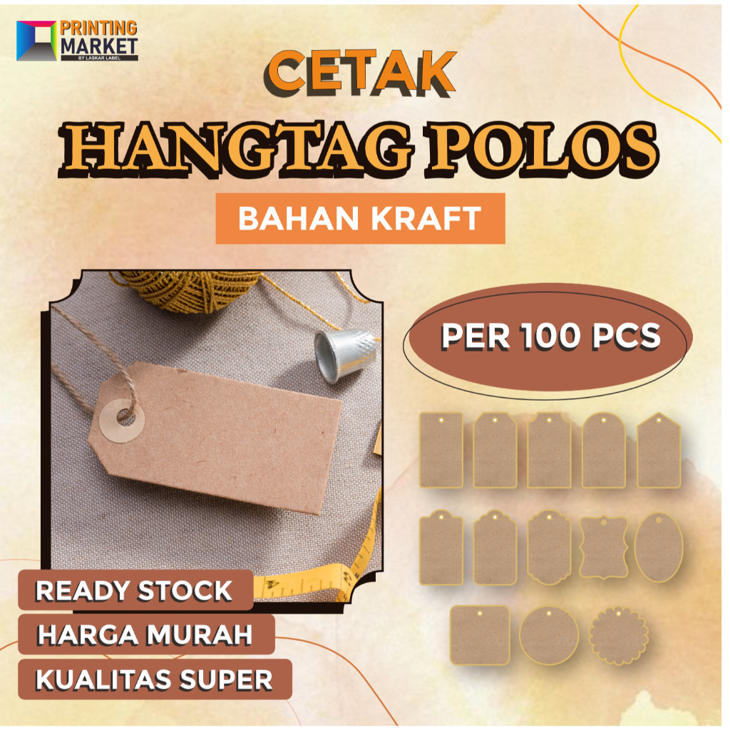 Jual HANGTAG POLOS 100 PCS BAHAN KRAFT LABEL BAJU CAP BAJU TAG BAJU ...