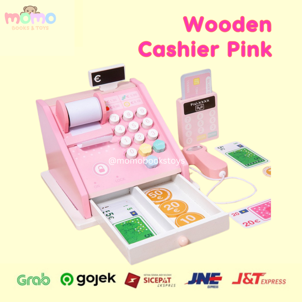 Jual [MOMO] Wooden Cashier Pink | Mainan Kayu Mesin Kasir Anak | Mainan ...