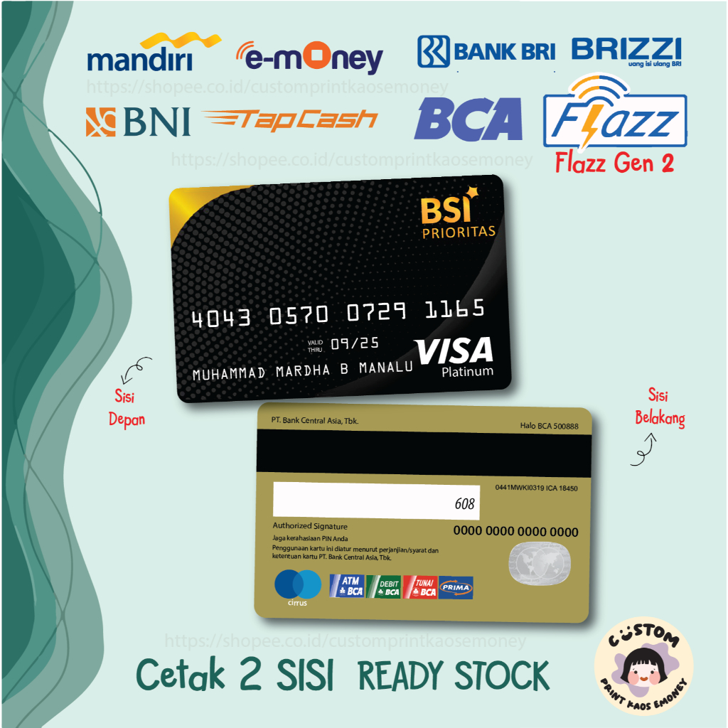 Jual KARTU E MONEY E TOLL KREDIT CARD BSI PRIORITAS VISA BLACK MANDIRI ...