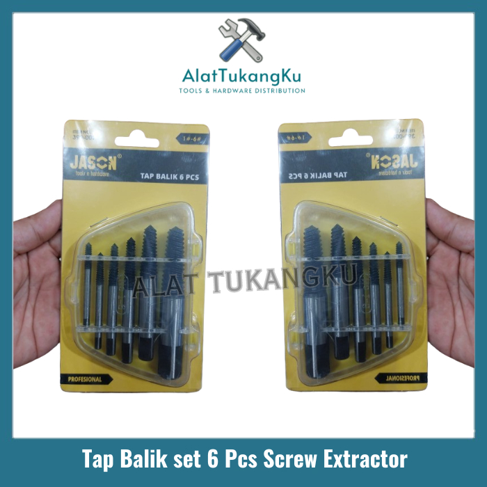 Jual JASON HAND TAP BALIK SCREW EXTRACTOR SET 6 PCS 399-002 | Shopee ...