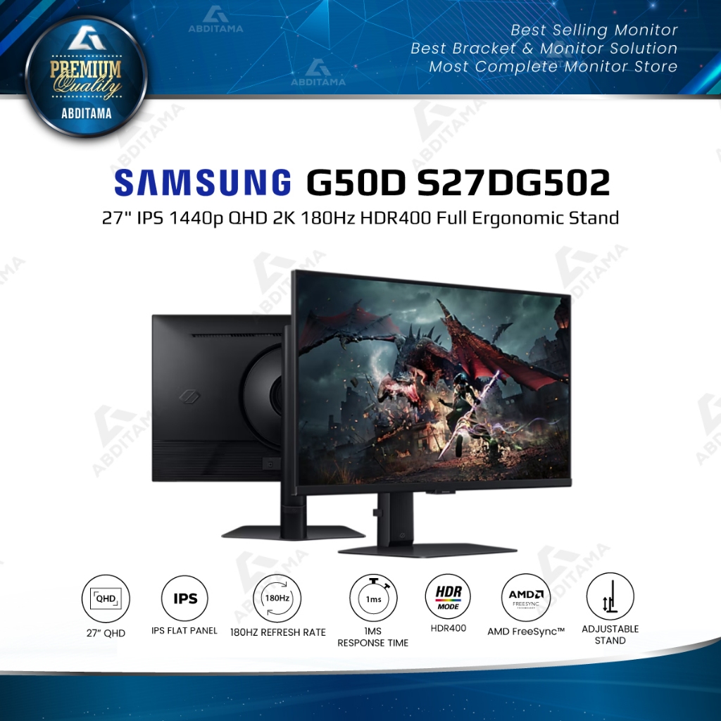 Jual Monitor LED Samsung Odyssey G5 G50D S27DG502 27" IPS 1440p QHD 2K 180Hz HDR400 HDMI DP Full ...