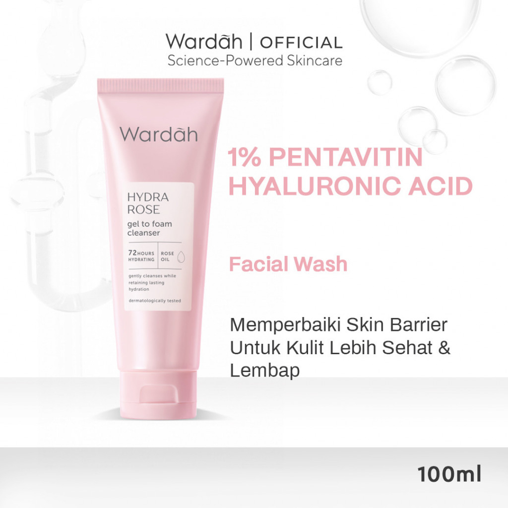 Jual Wardah Hydra Rose Gel to Foam Cleanser 100ml - Facial Wash dengan ...