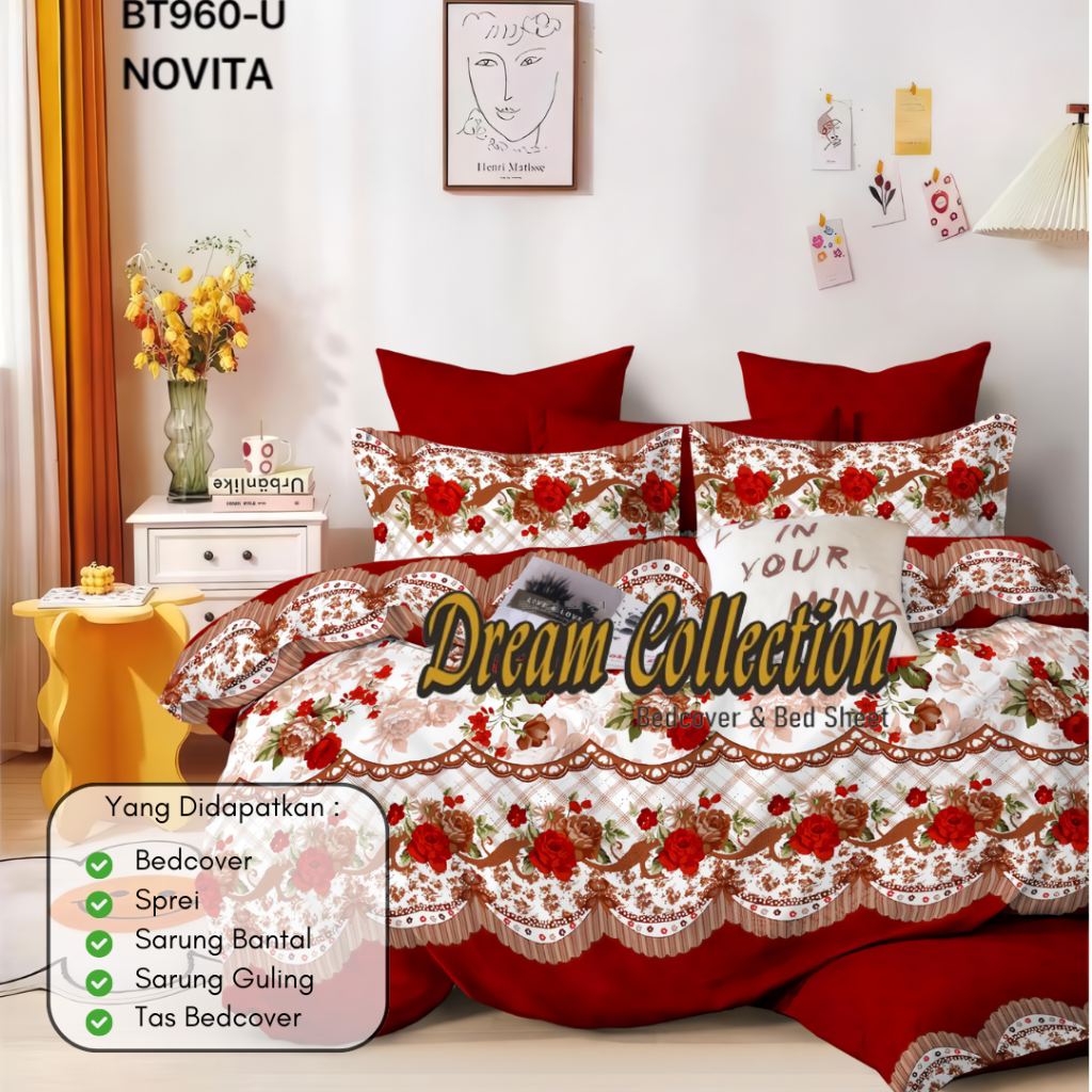 Jual Bedcover Set + Sprei Aesthetic Motif Novita Bunga Ukuran 90x200 ...