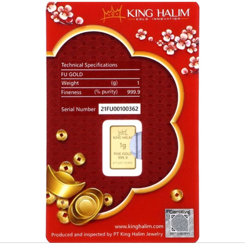 Jual LOGAM MULIA EMAS KING HALIM 1 GRAM - FU | Shopee Indonesia