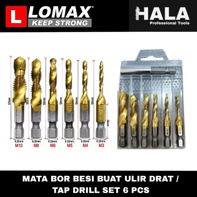 Jual LOMAX - MATA BOR BESI PEMBUAT ULIR DRAT / TAP DRILL SET 6pcs ...