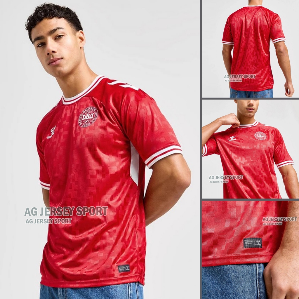 Jual JERSEY TIMNAS DENMARK NEW HOME MERAH EURO 2024 GRADE ORI BAJU ...