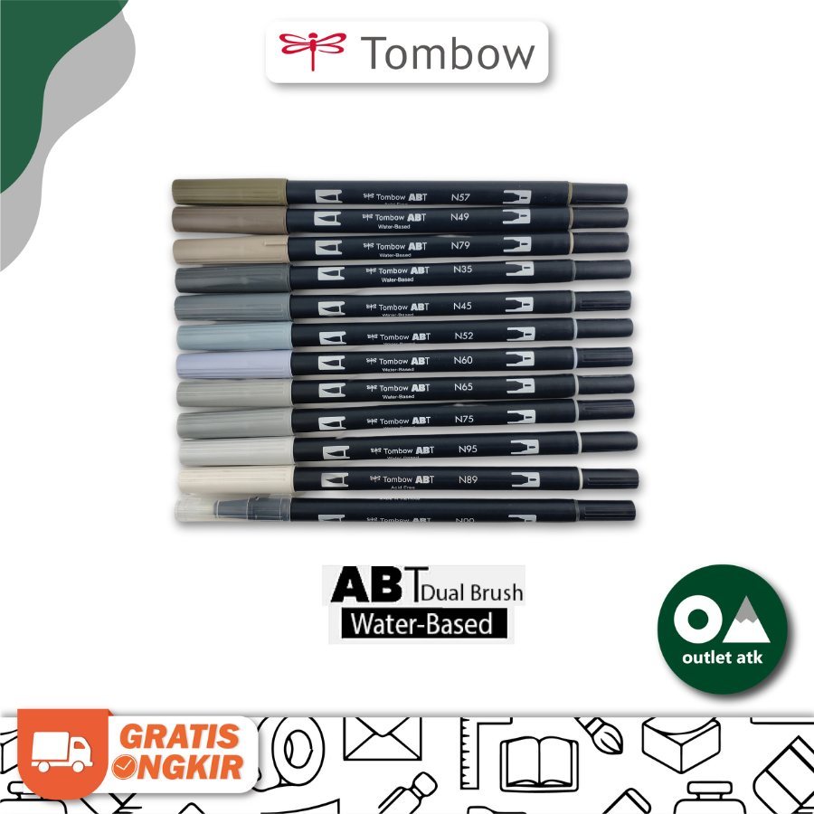 Jual Tombow ABT Dual Brush Pen - Gray Series (Abu-Abu) | Shopee Indonesia