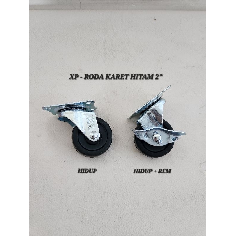 Jual Roda Karet Hitam Hidup Rem 2" / Roda Karet Hidup + Rem 2 Inch ...