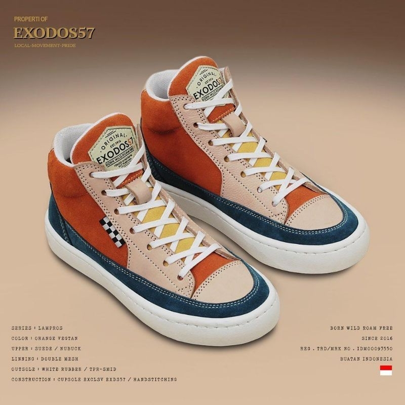 Jual Sepatu Sneakers Kulit Pria Exodos57 - Lampros Orange Vegtan ...