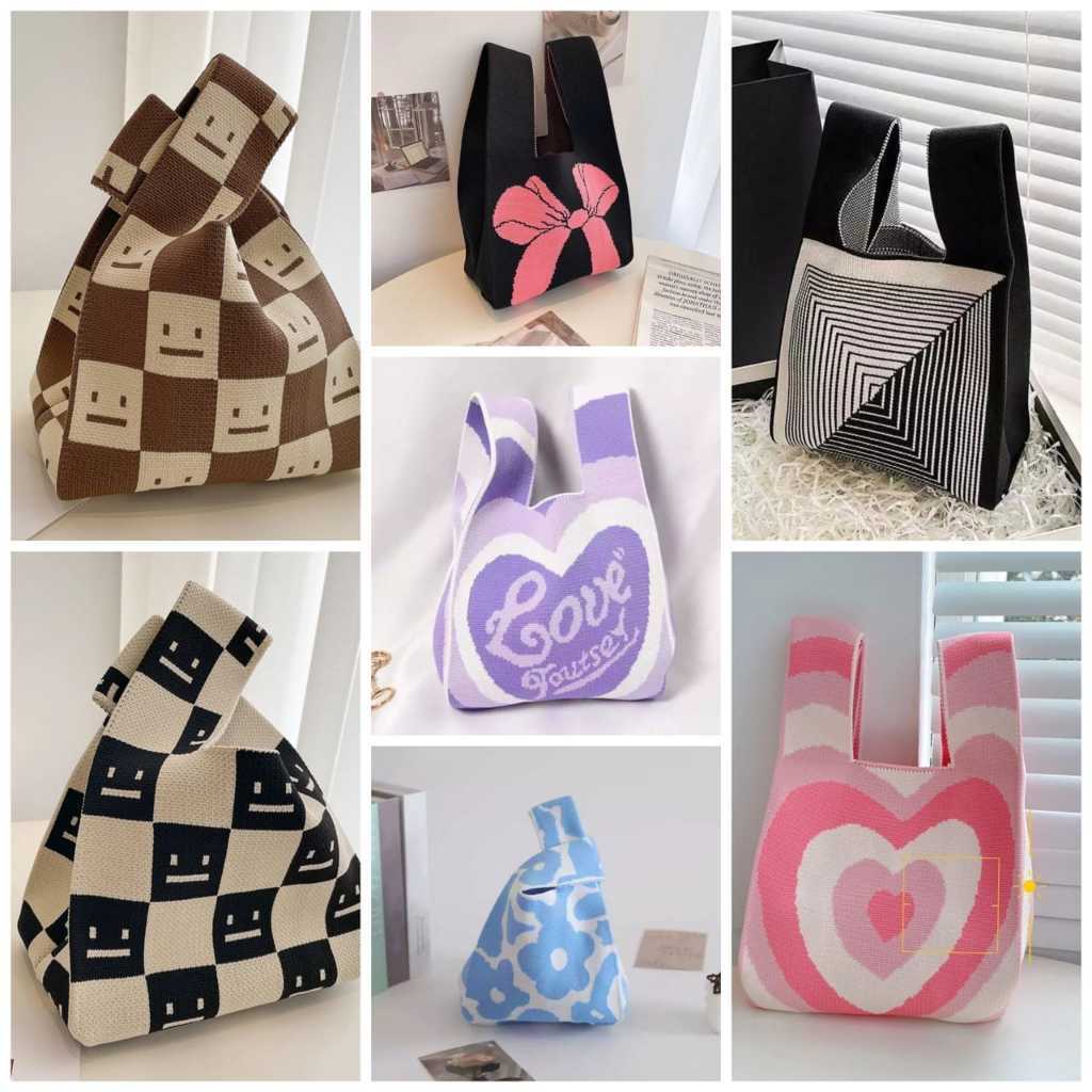 Jual LH Tas Knot Bag Korean StyleTote Bag Knitted Korean Bag Tas rajut ...