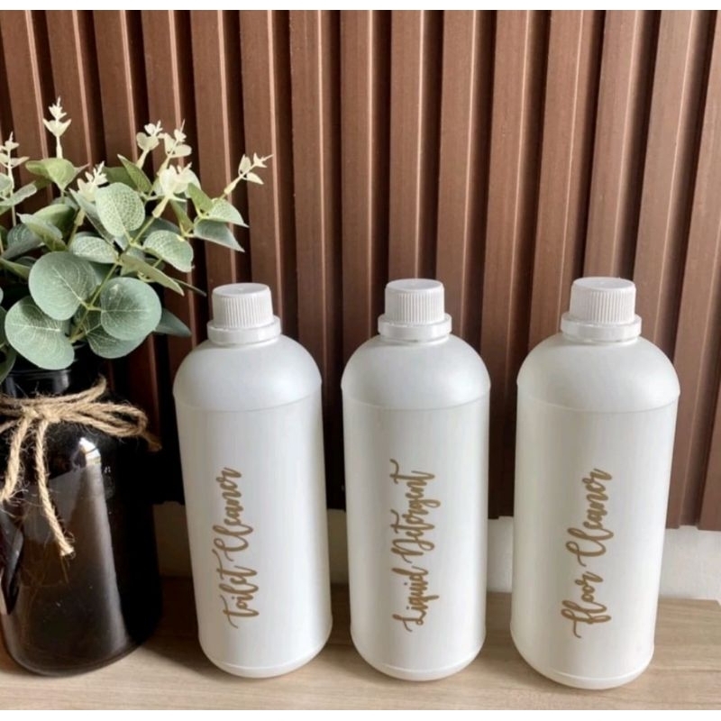 Jual BOTOL REFILL 1 LITER PUTIH HDPE FREE CUTTING STIKER GOLD | Shopee ...