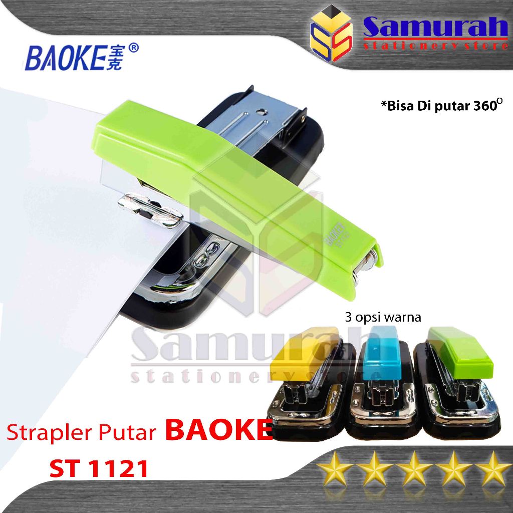 Jual Stapler Baoke ST 1121 Putar 360 / Mesin Staples Tangan 24/6 / Alat ...