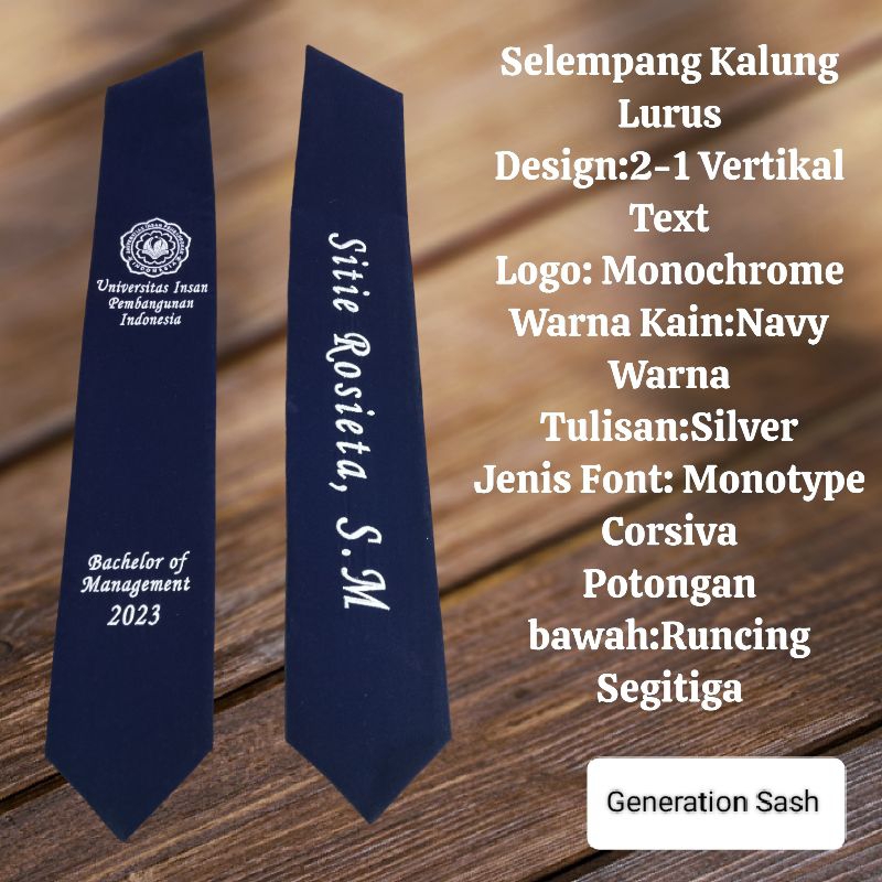 Jual (Proses Cepat_PO 1-2 hari)Selempang kalung lurus Bordir Komputer ...