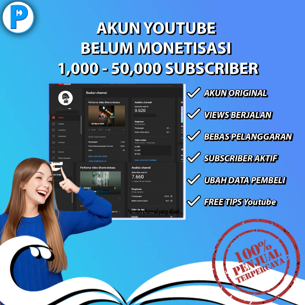Jual Akun Youtube Murah 1k sampai 10k subs BELUM MONET I BY PHSTORE ...