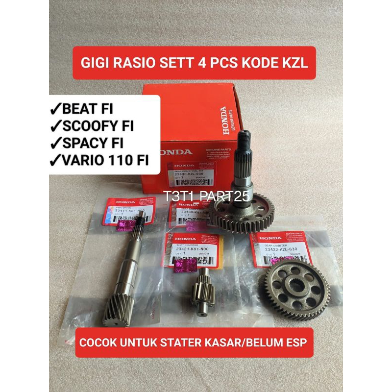 Jual Gigi rasio set 4 pcs (KZL) gear rasio beat fi/Scoopy fi/spacy fi ...