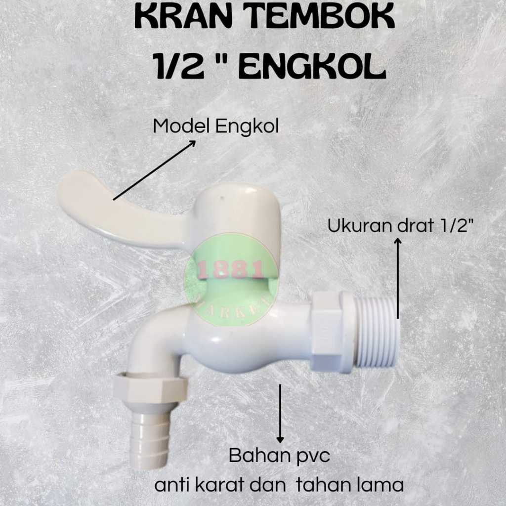 Jual KRAN TEMBOK PVC PLASTIK UKURAN 1/2 INCH MODEL ENGKOL / KRAN TAMAN ...