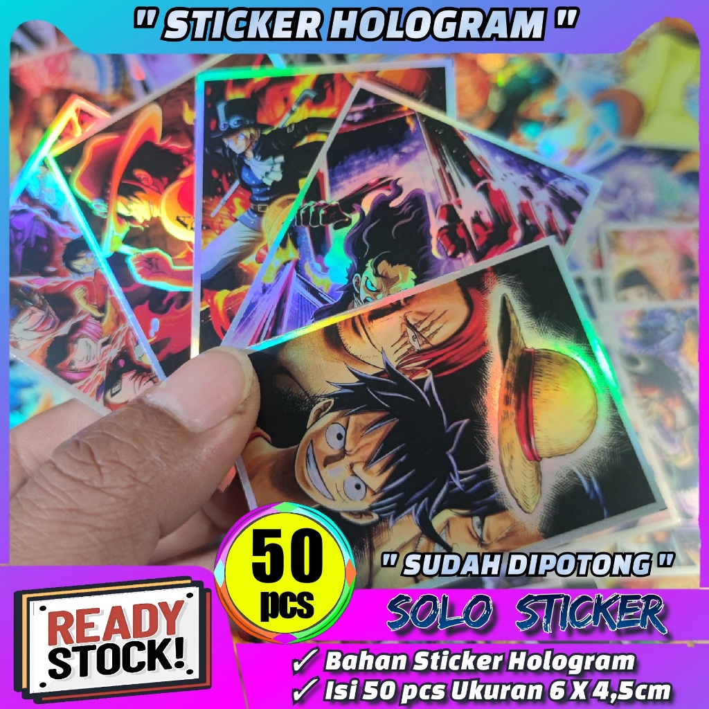 Jual [OP-1H] Stiker Hologram One Piece Ukuran 6 x 4,5 cm Isi 50 pcs ...