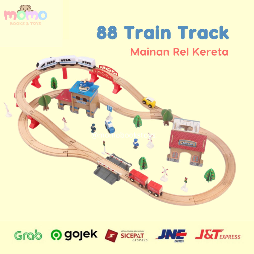 Jual [MOMO] 88 Train Wooden Track Set | Mainan Rel Kereta Api Jalur Kayu | Train Railway Toy ...