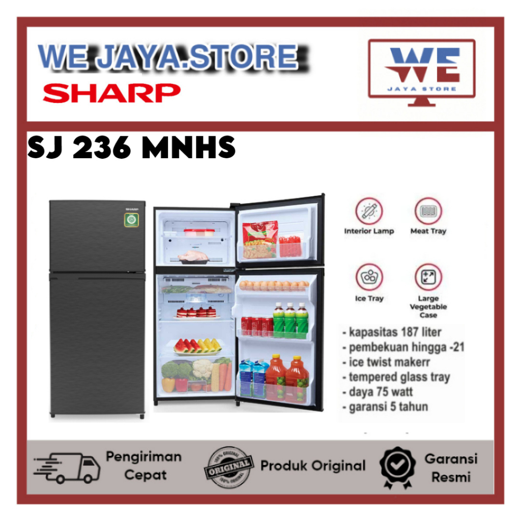 Jual KULKAS SHARP 2 PINTU SJ-236MNHS KIREI SERIES WITH ICE MARKER ...