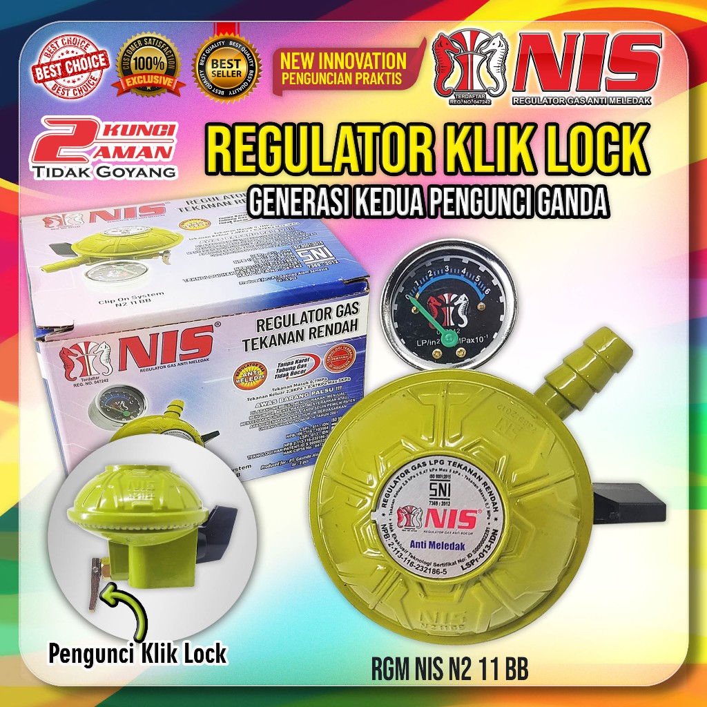 Jual REGULATOR GAS NIS KLIK LOCK - REGULATOR NIS N2 11 BB | Shopee ...