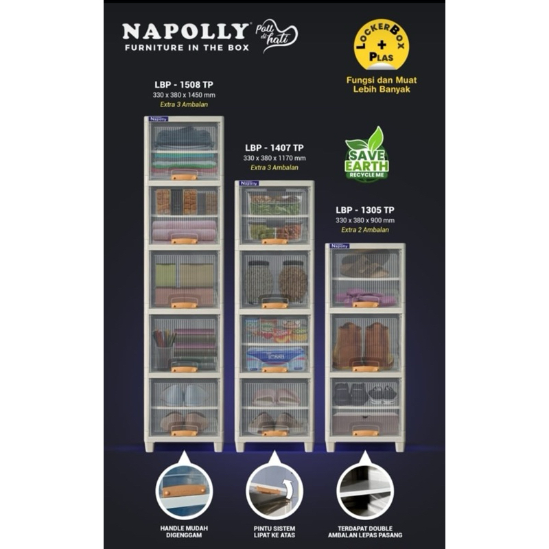 Jual NAPOLLY Lemari Pakaian Plastik Locker Box Tower 1 Baris Susun 3 ...
