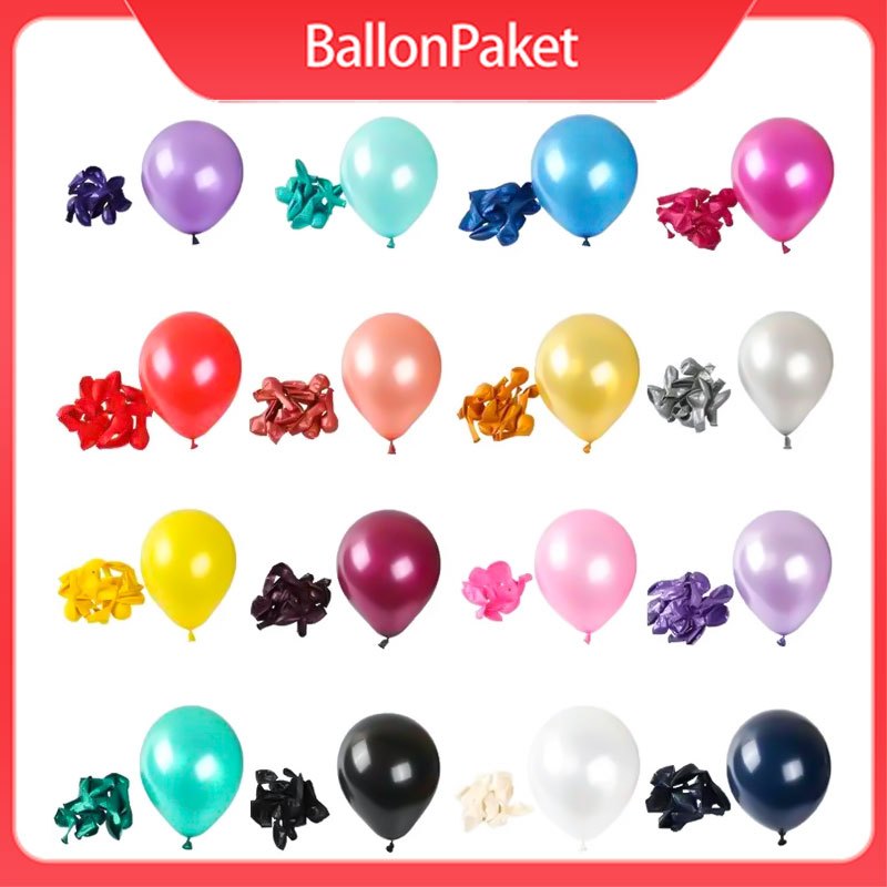 Jual Balon Latex Metalik Ukuran 12inch Balon Pesta Isi 100 PCS (1Pack ...