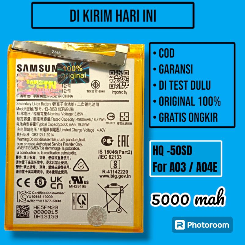 Jual Baterai Sam tanam hq-50sd HQ50SD for a03 a-03 a04e a0-4e a04-e ...