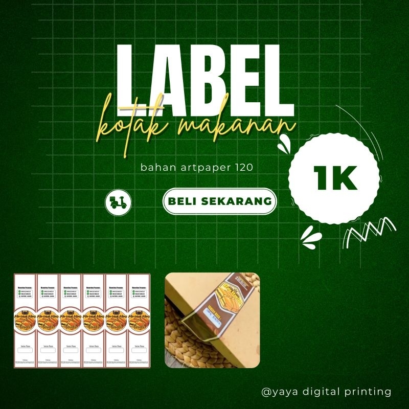 Jual LABEL ISI 6 (5X20 cm) KOTAK NASI, KERDUS MAKANAN, KOTAK MARTABAK ...