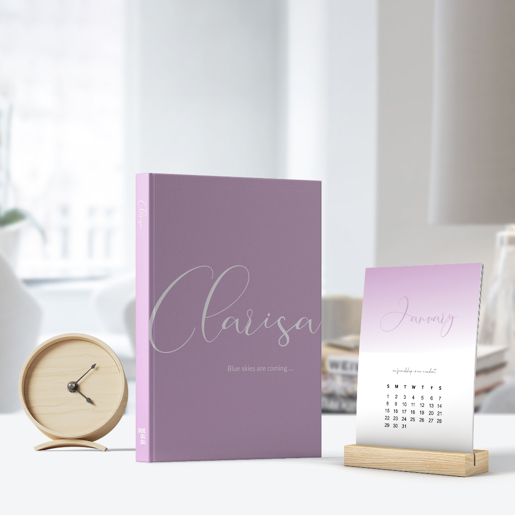Jual BOEQUQU - Minimalist SET 2 in 1 Notebook A5 & Kalender Custom ...