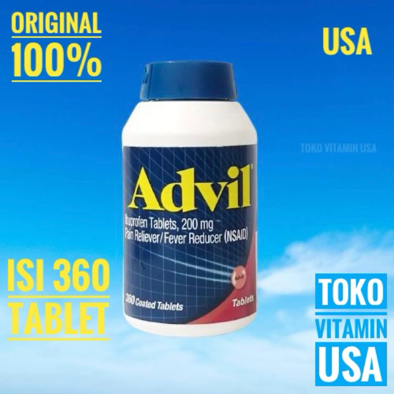 Jual Advil Ibuprofen 360 Tablet 200mg Pain Reliever & Fever Reducer ...