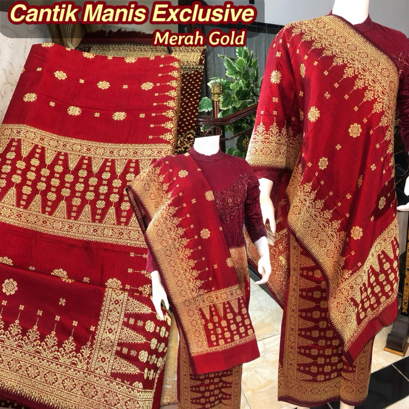 Jual Songket Cantik Manis Exclusive Merah Gold /songket tenun asli palembang /ilham songket ...