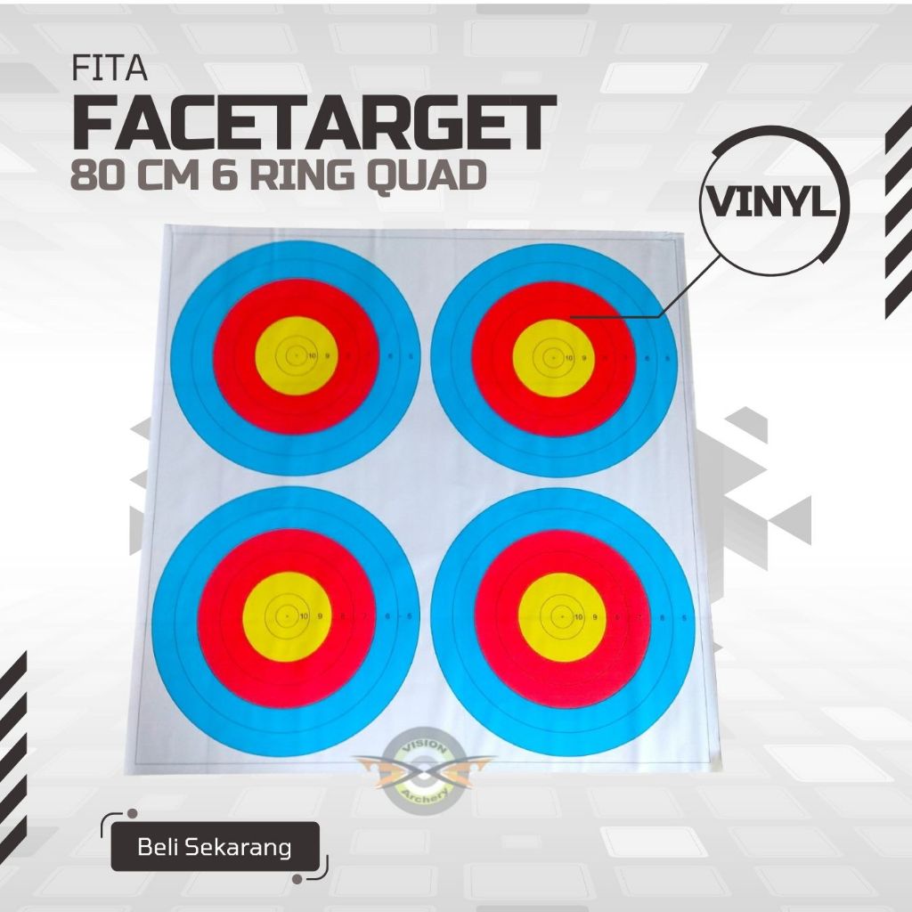 Jual Target Face Fita 80cm 6 Ring Quad (4 Spot) Print Target Panahan ...