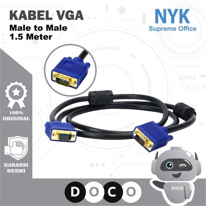 Jual NYK Kabel VGA Gold plated High Quality Male to Male Monitor Projector LCD Cable 1.5 3 5 ...