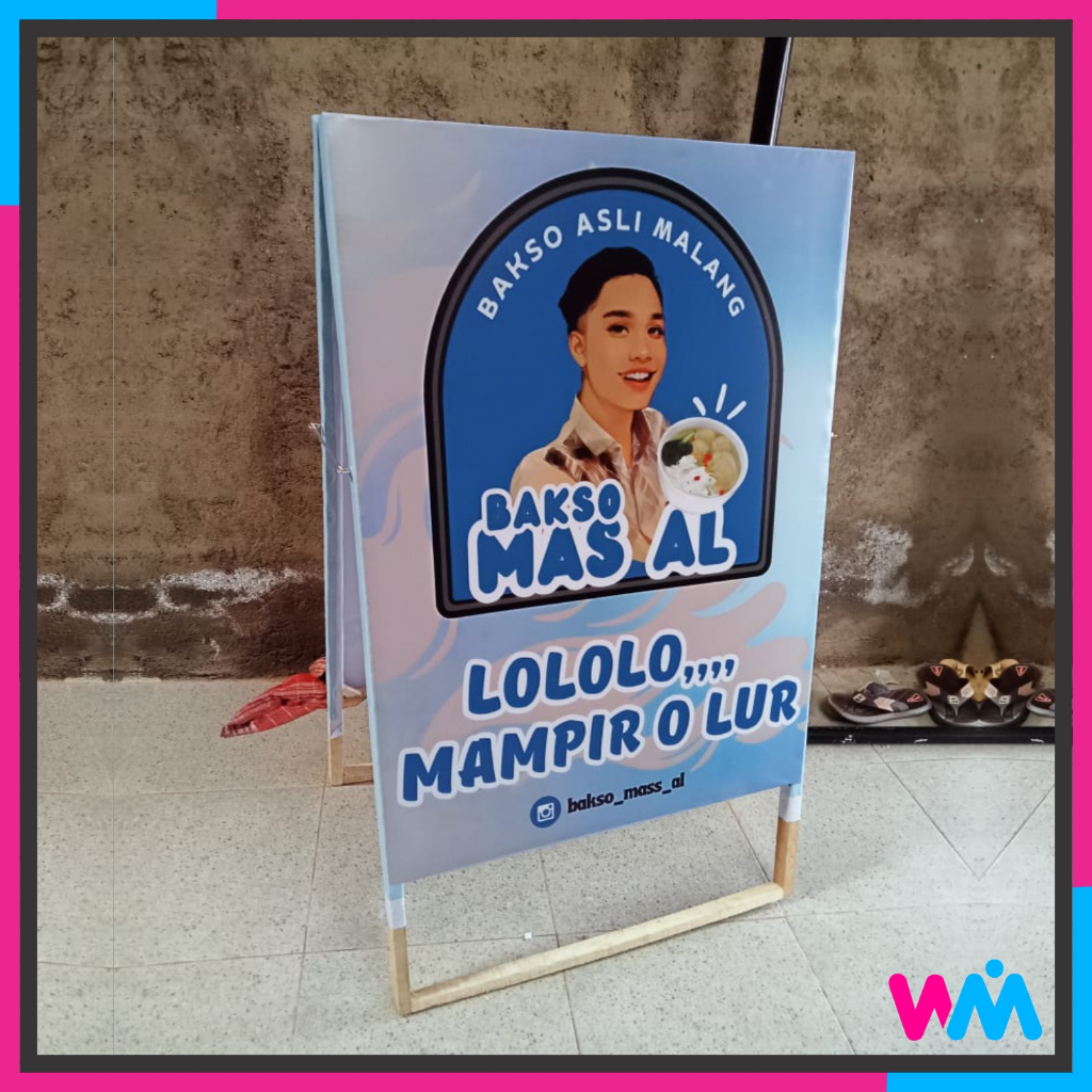 Jual Jual Bakso Pentol Stand Banner Segitiga Kayu Lipat 50 x 100 cm ...