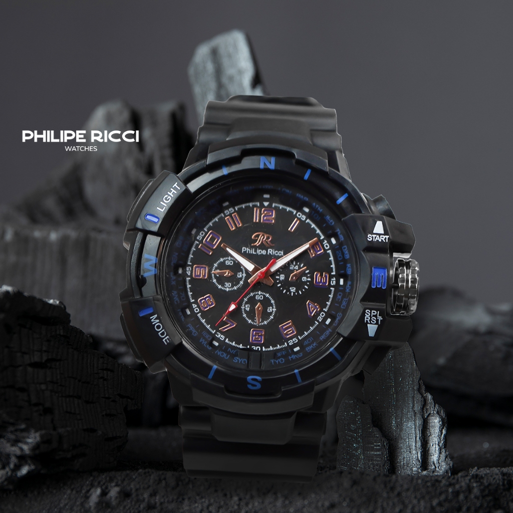 Jual PhiLipe Ricci Jam Tangan Pria Strap Karet Hitam Analog Terbaru ...