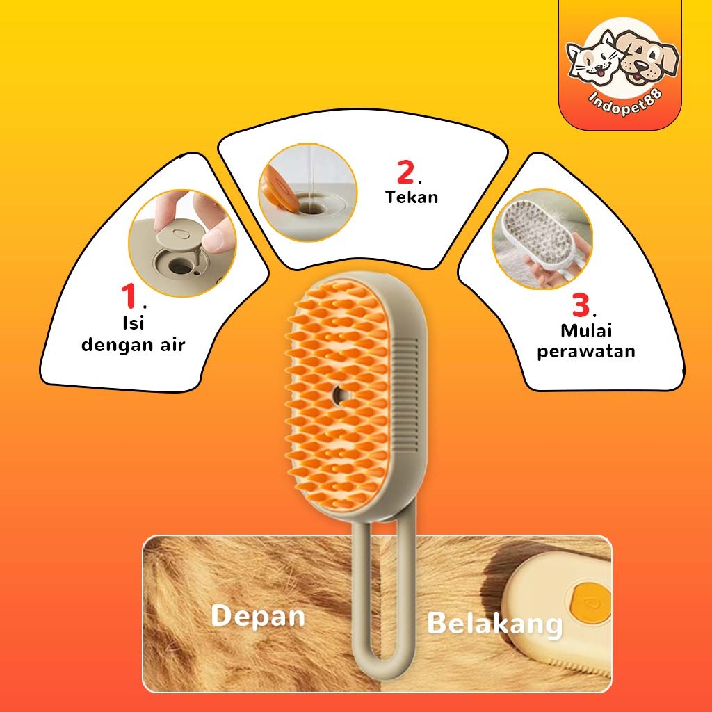 Jual COD Cat and dog pet spray massage comb 3 In 1 one-button spray ...