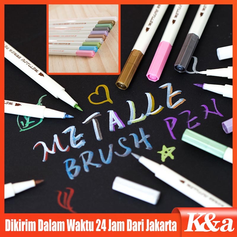 Jual 6551BR Winzige Metallic Brush Pen Spidol Warna Pena Kuas Metalik ...
