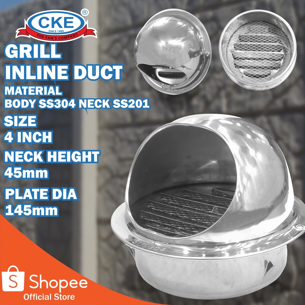 Jual CKE Grill Penutup Inline Duct Booster Fan Stainless Steel 304 Wall ...