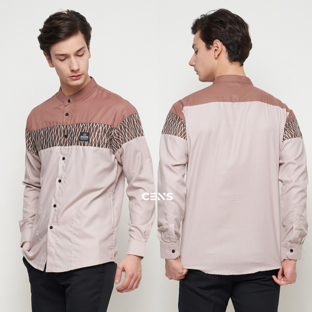 Jual Baju Koko Pria Lengan Panjang Motif Kombinasi Batik Sandiko Kemeja ...