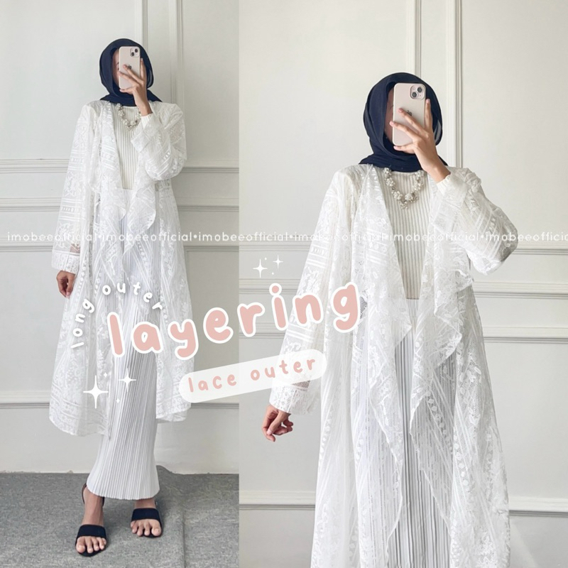 Jual LAYERING LONG OUTER // CARDIGAN TUNIK DRESS LACE BRUKAT LAYER ...