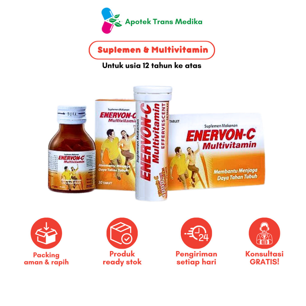 Jual Enervon C Tablet Vitamin C 500mg Sulemen Multivitamin Plus Mineral ...