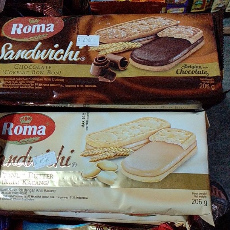 Jual Roma Sandwich Chocolate Cokelat Bon bon dan Peanut Butter Krim ...