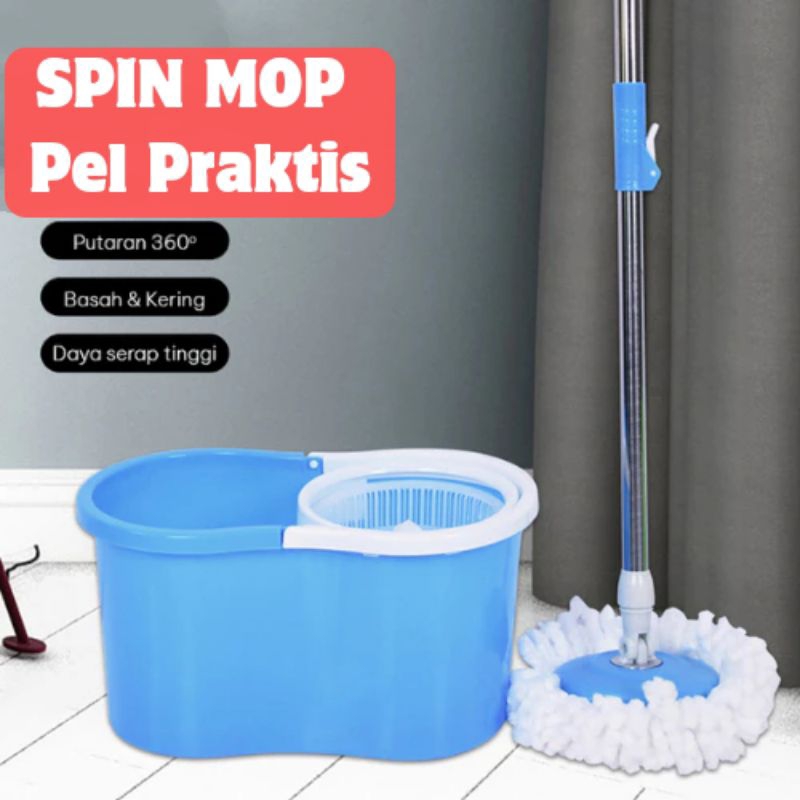 Jual Spin Mop Alat Pel Putar Praktis 2in1 Alat Pel Satu Set Ember Alat ...