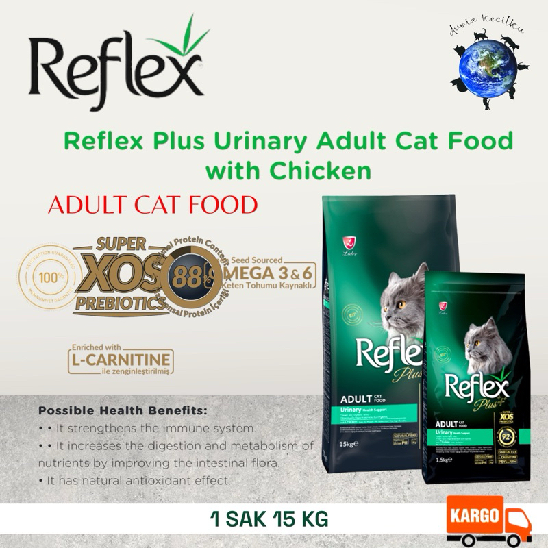 Jual Reflex Plus Adult URINARY Cat Chicken - Premium Dry Cat Food (1 ...