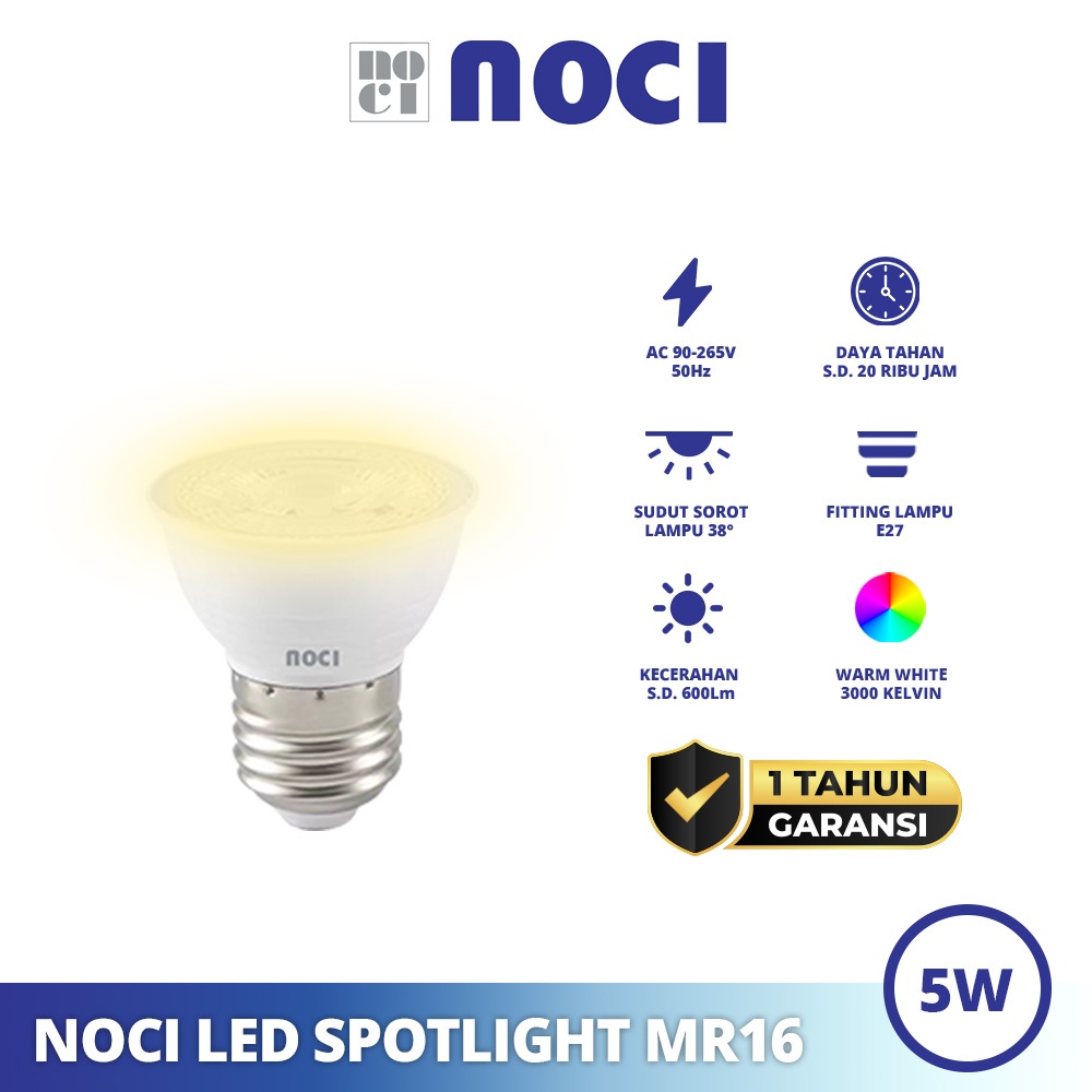 Jual Lampu LED Spotlight MR16 E27 NOCI 5W 5Watt 3000K Murah / Kuning ...