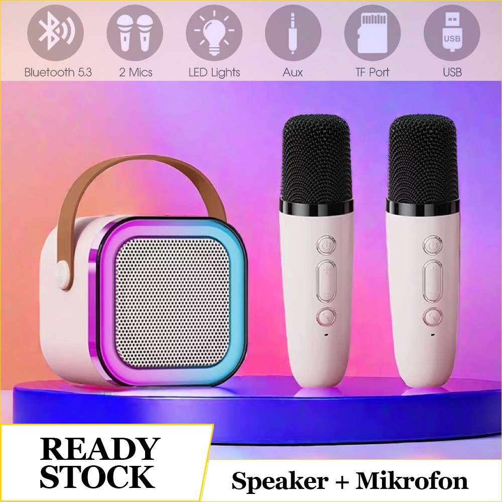 Jual Mini Karaoke speaker bluetooth Bass P2 Microphone Premium set ...